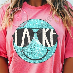 Lake PNG Lake Smiley Face PNG Lake Life Faux Sequins PNG Teal Smiley ...