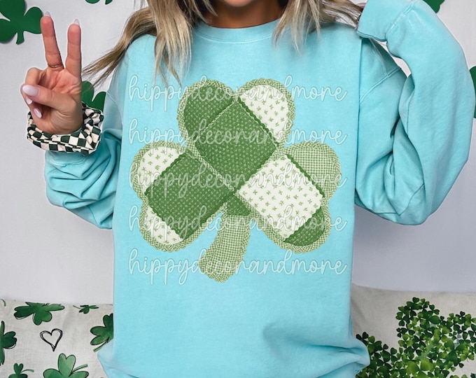 10 Clovers Clipart Bundle, PNG & JPG, Printable Patchwork Green Clover ...