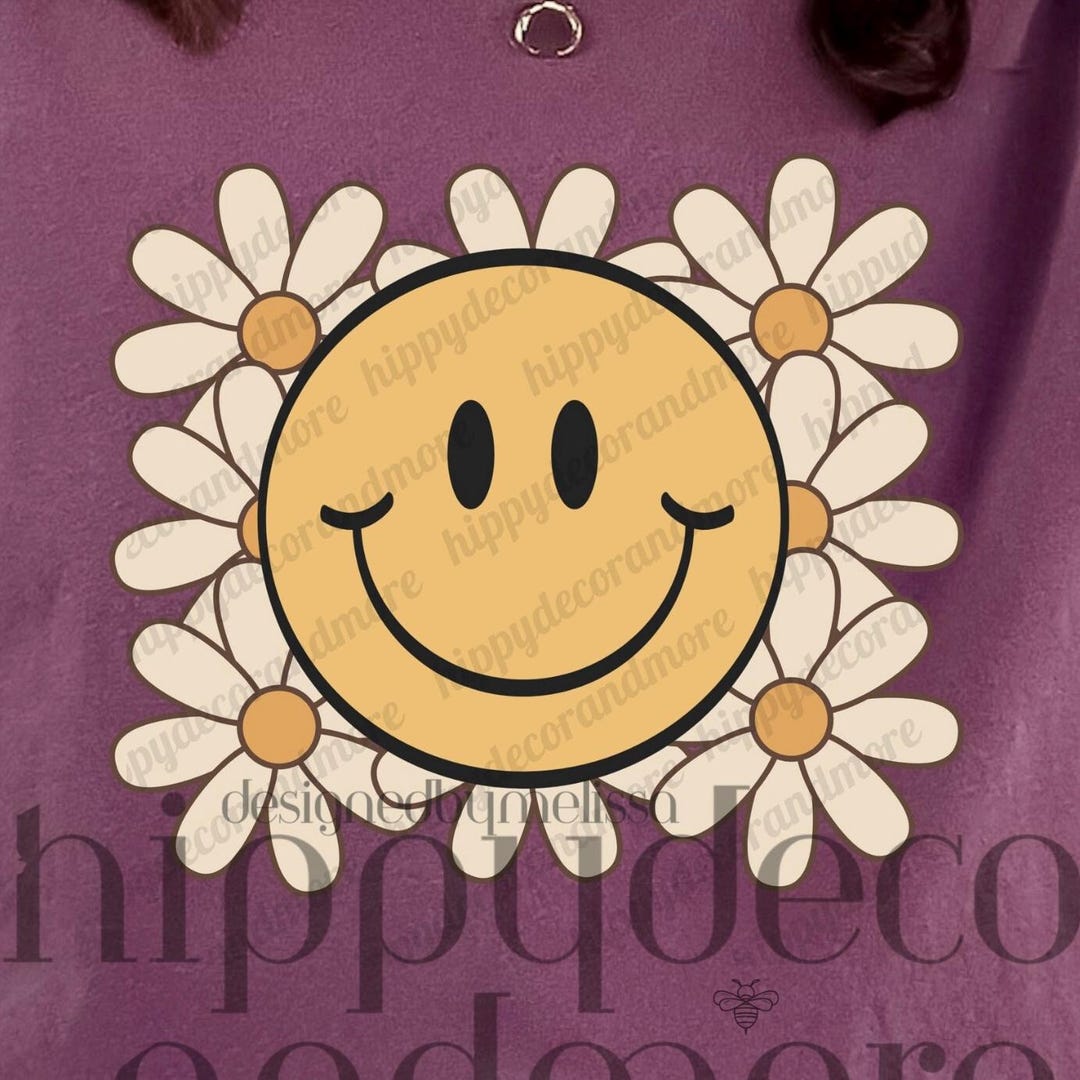 Retro Daisy PNG Daisy Happy Face PNG Boho Shirt Sublimation Designs ...