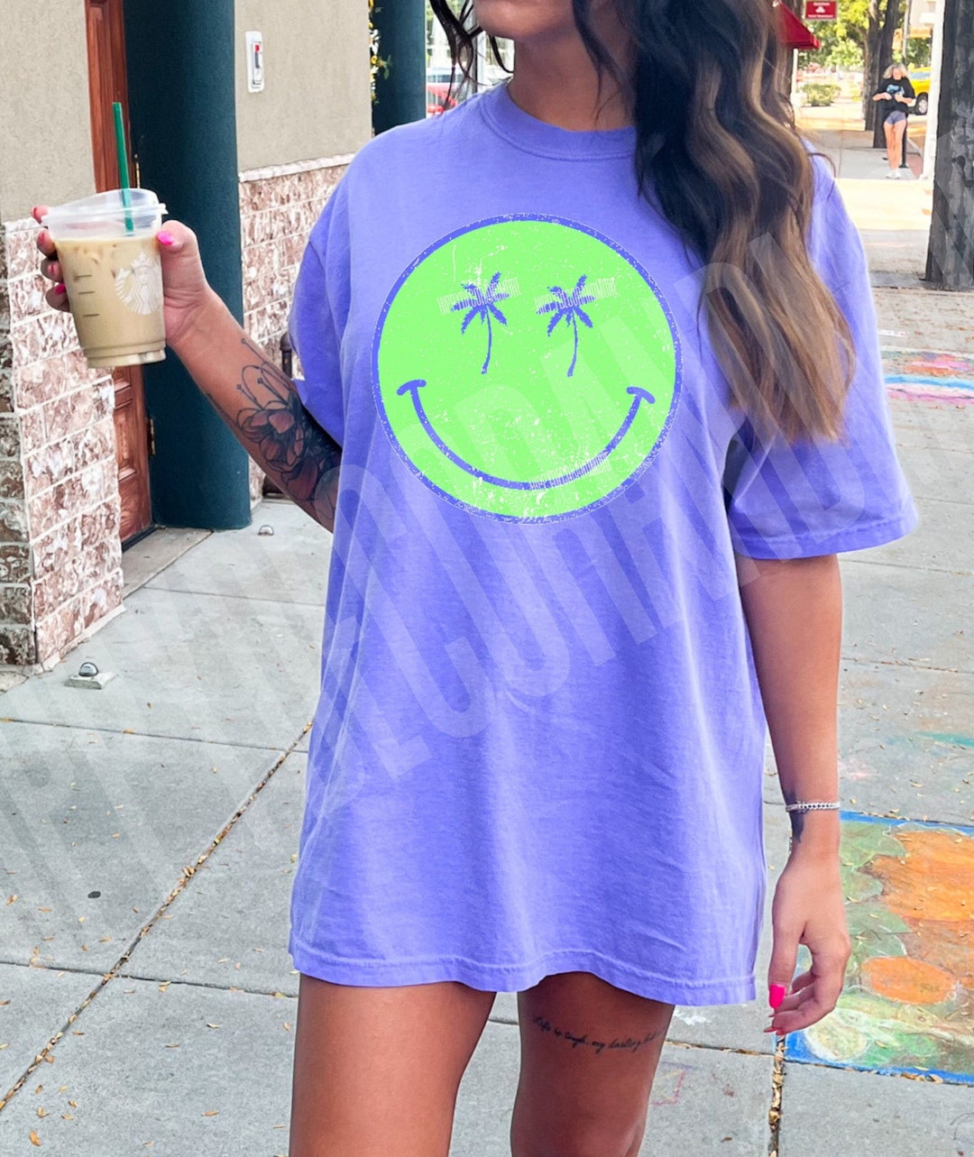 Distressed Retro Palm Trees Smiley Face PNG Boho PNG Smiley Sublimation ...