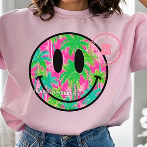 Palm Tree Smiley Face PNG Tropical Beach Vibes Neon Pink Green Palm ...