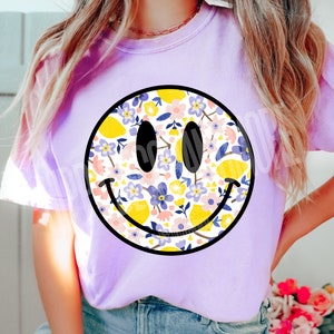 Lemons PNG Smiley Face PNG Purple Spring Smiley Face Shirt - Etsy