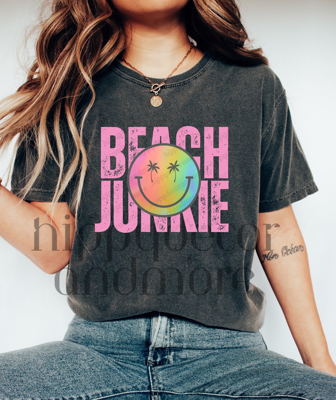 Tie-dye Beach Junkie Smile Face PNG Retro PNG Summer Png Beach - Etsy