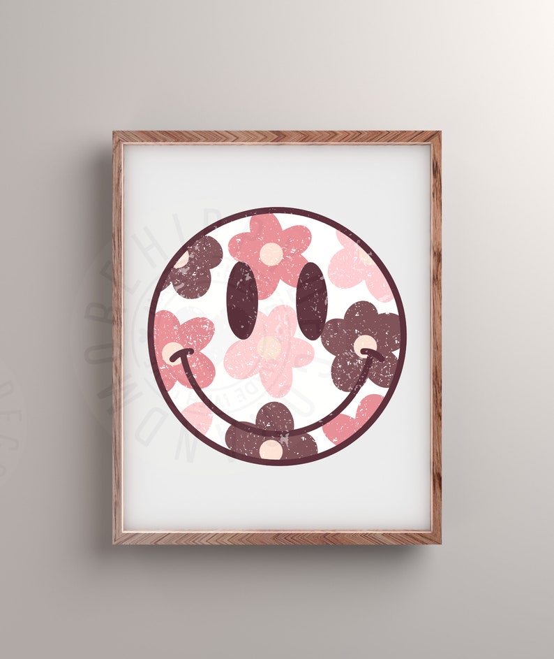 Distressed Boho Smiley Face PNG Boho Flowers PNG Retro Smiley - Etsy