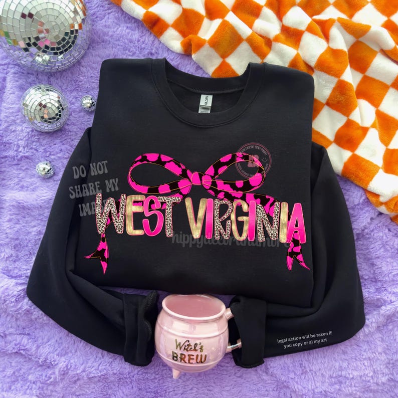 Preppy West Virginia PNG Pink Leopard Print Metalic Gold Girly Girl ...