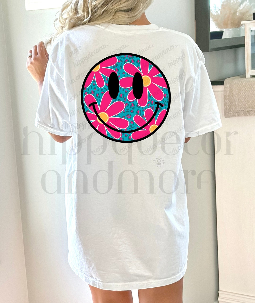 Leopard Print Pink Daisy Smiley Face PNG Smiley Face Shirt - Etsy