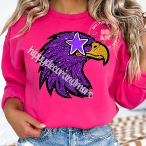 Eagle Mascot PNG Preppy Eagle PNG Purple Eagle Mascot Shirt Sublimation ...