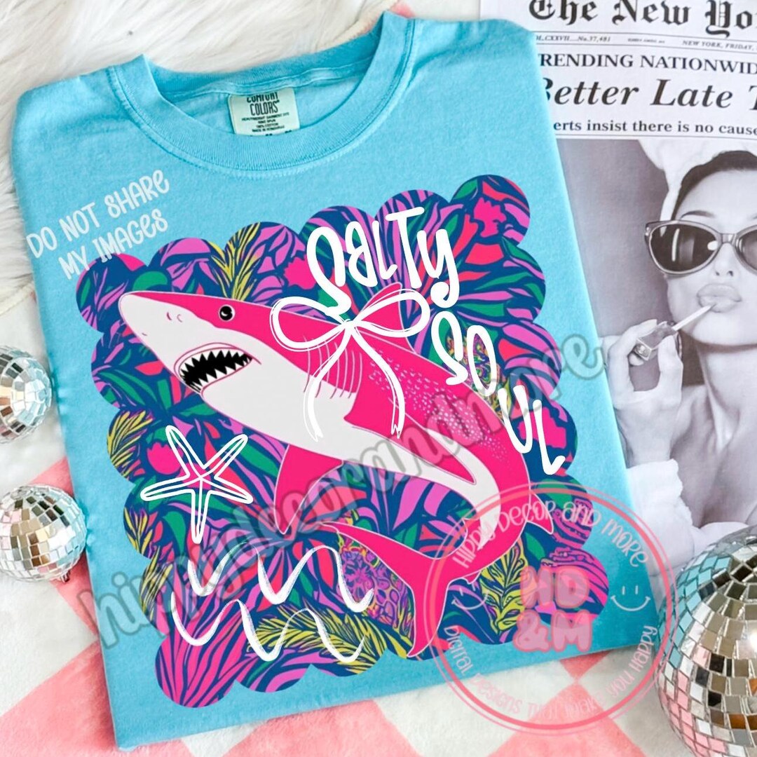 Shark PNG Beach Coastal Hawaii Preppy Beach Digital Design Cute Beachy ...