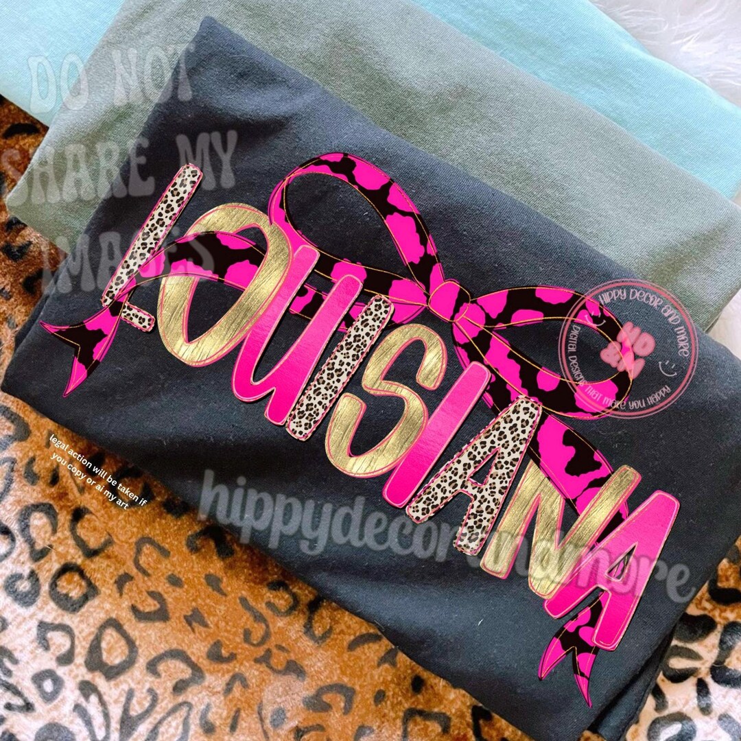 Preppy Louisiana PNG Pink Leopard Print Metalic Gold Girly Girl Fall ...