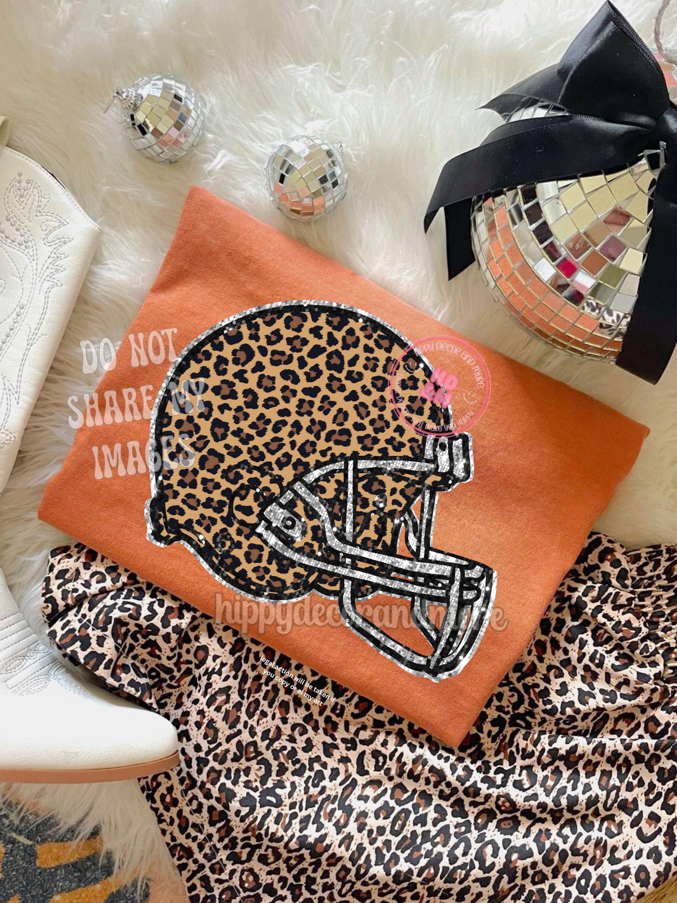 Leopard Print Football Helmet PNG Sparkly Football PNG Girly Football ...