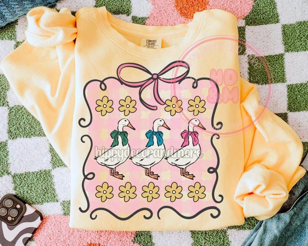 Cute Ducks PNG Coquette Easter PNG Coquette Bow Spring Ducks Shirt ...