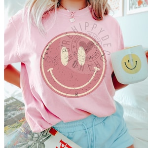 Boho Smiley Faces Bundle Retro Smile Face Bundle Distressed PNG Smile ...