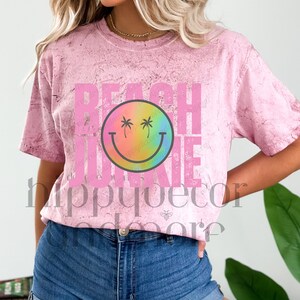 Tie-dye Beach Junkie Smile Face PNG Retro PNG Summer Png Beach ...