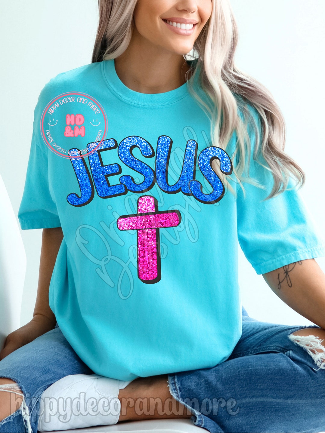 Christian Tshirt Design Jesus PNG Sparkly Faux Glitter Cross PNG Jesus ...