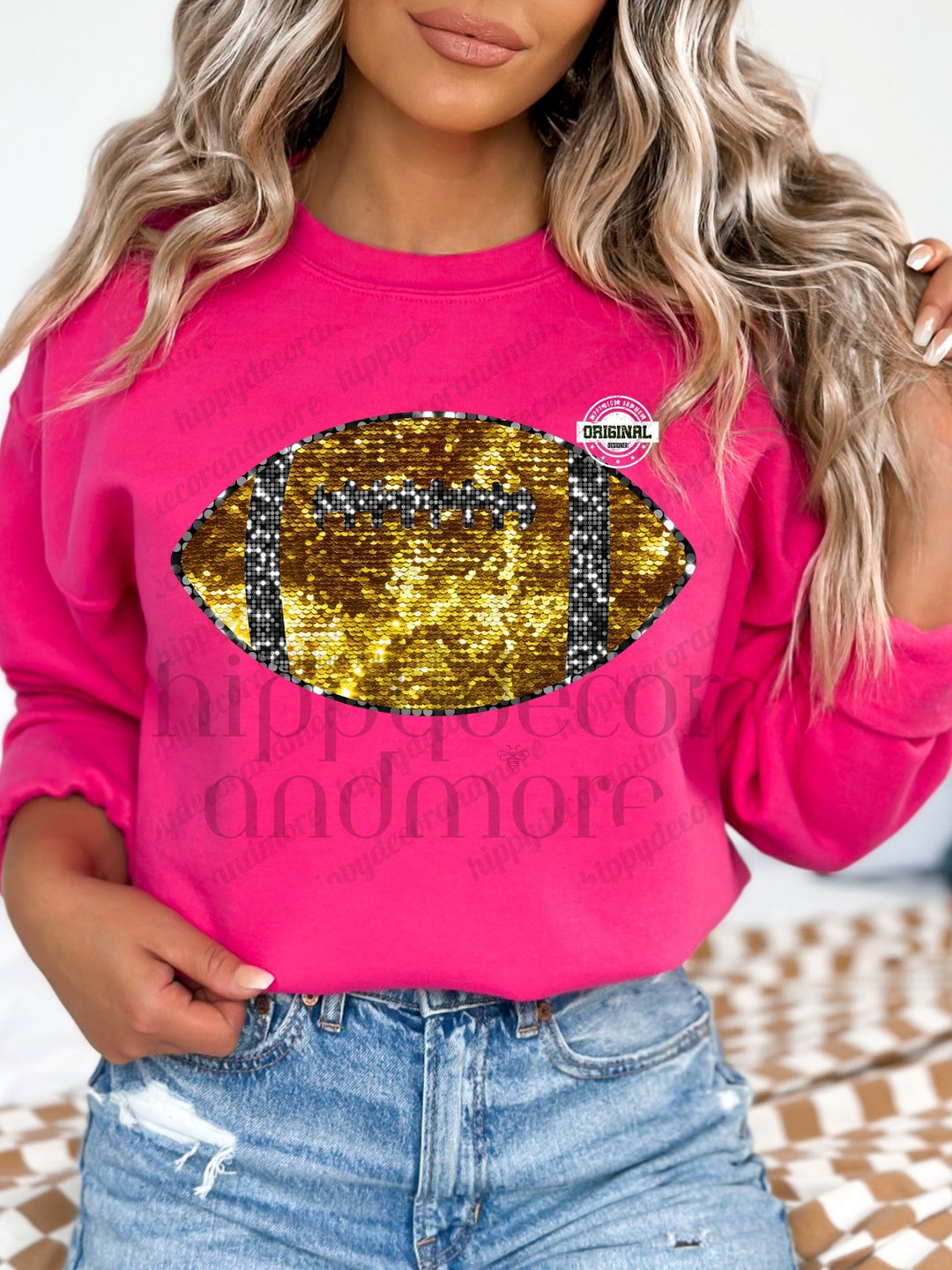 Football PNG Gold Sequin Football Shirt Sublimation Design Sparkly ...