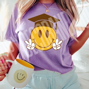 Retro Smiley Face PNG Graduation Shirt Grad PNG Hippie Png - Etsy