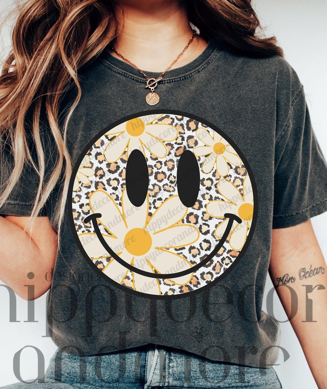 Brown Leopard Print Daisy PNG Daisy Smiley Face PNG Retro Sublimation ...