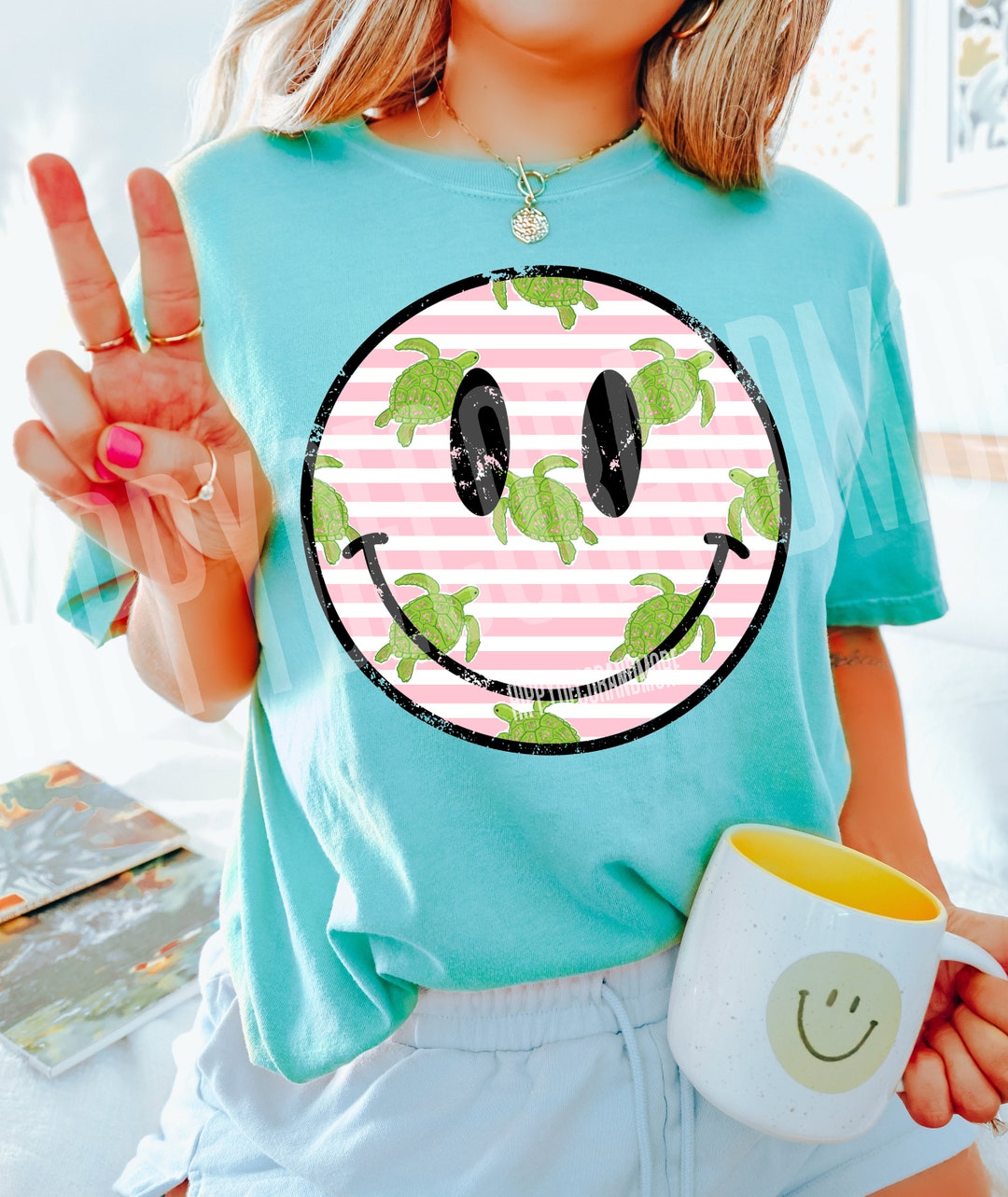 Preppy Smiley Face PNG Summer Time Transfer Design Sublimation Design ...