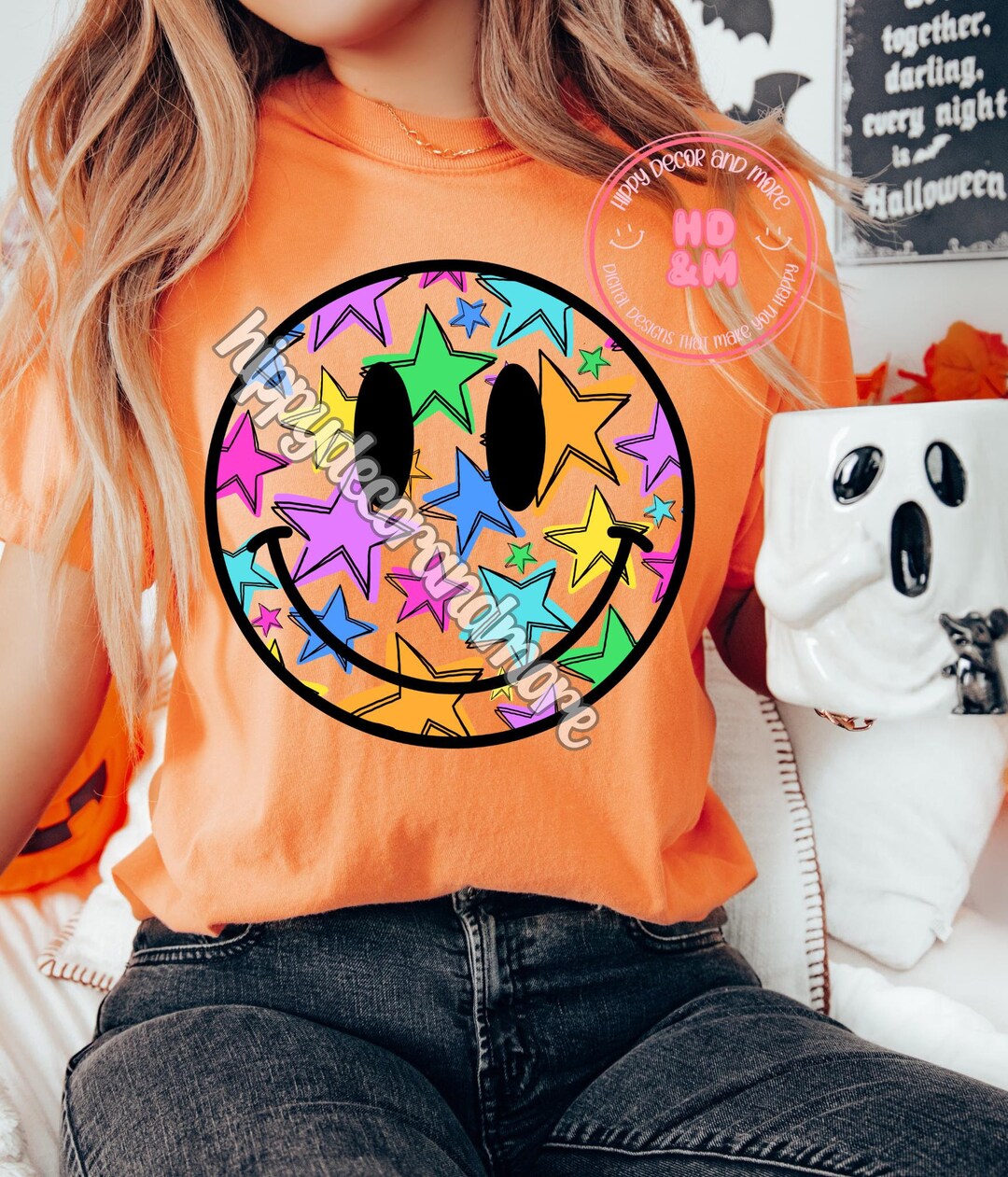Retro Smiley Face PNG Stars Smiley Face Shirts Transfer Rainbow PNG ...