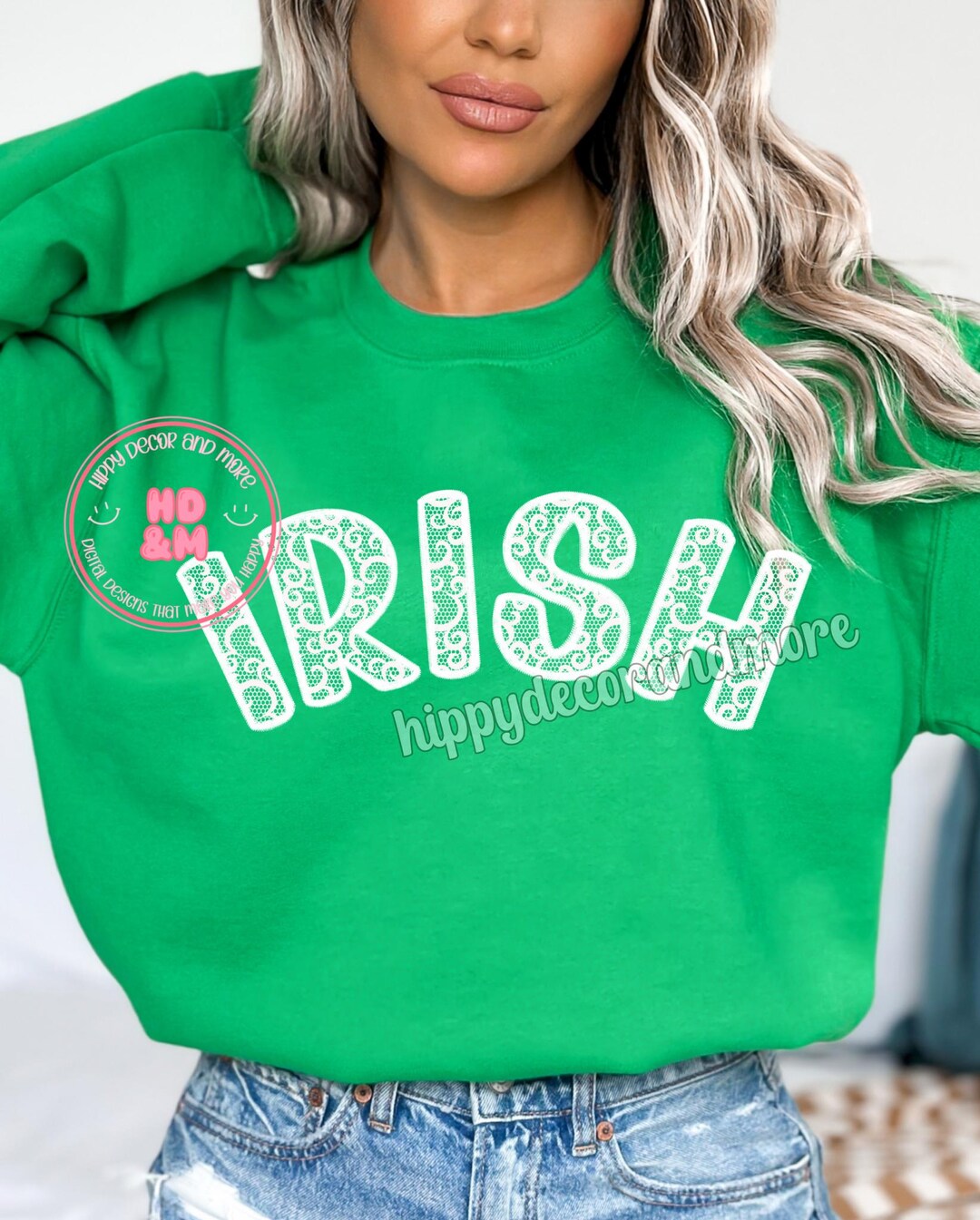 Irish PNG St Patricks Day PNG White Lace Irish Shirt Design Faux ...