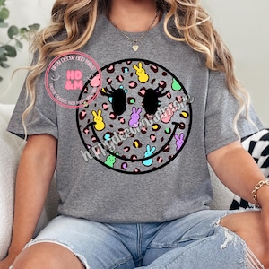 Leopard Print Smiley Face PNG Easter PNG Pastel Smiley Face Shirt ...