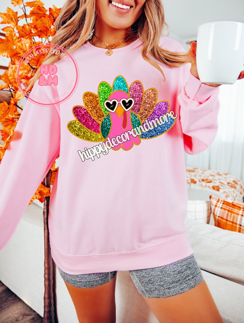 Colorful Turkey PNG Thanksgiving PNG Fall PNG Faux Sequins Turkey Shirt ...