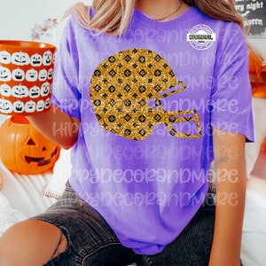 Sparkly Gold Preppy Helmet PNG Football Shirt Sublimation Design ...