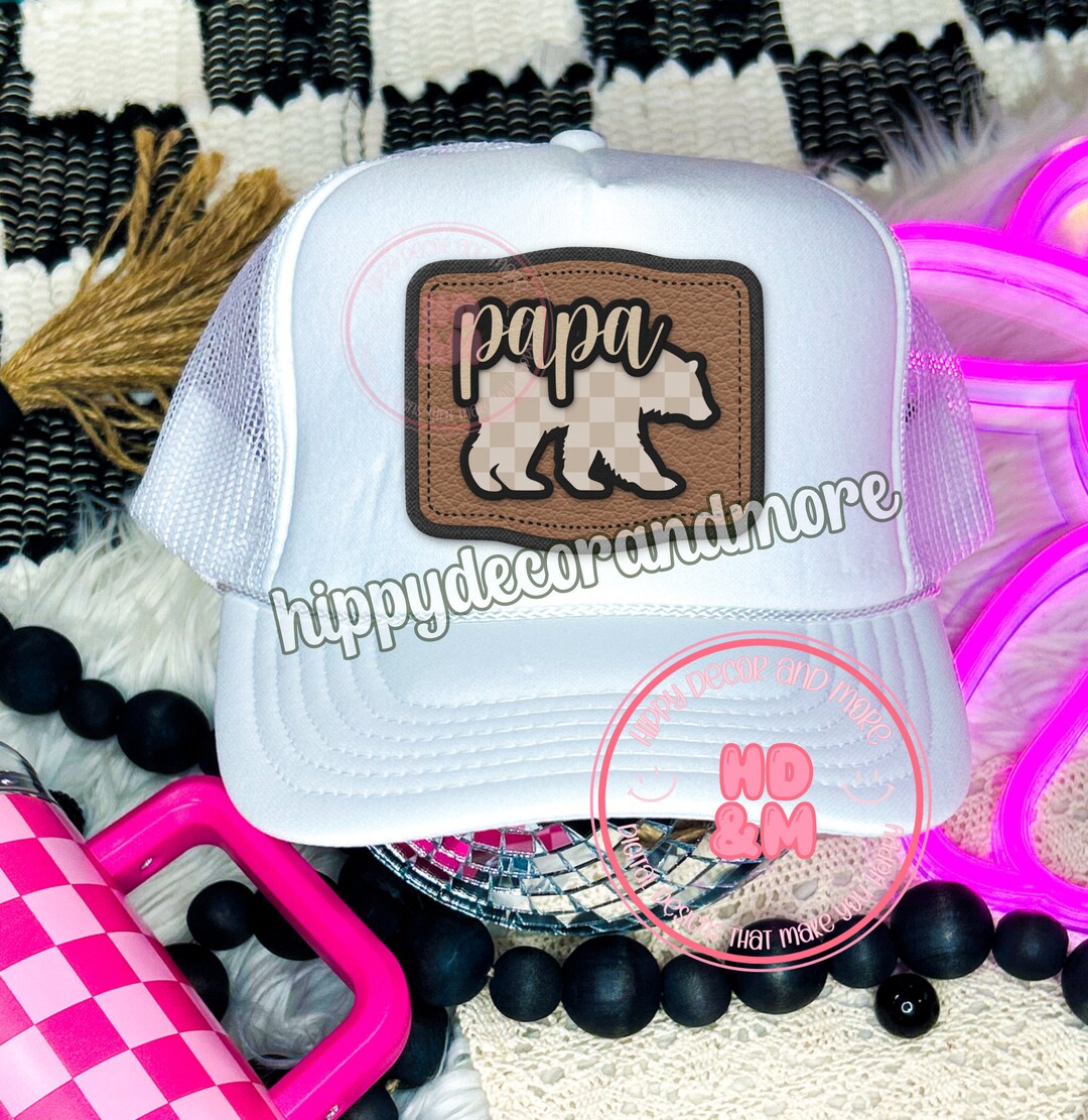 Dad PNG Papa Bear PNG Fathers Day Gift Idea Leather Patch PNG Patches ...