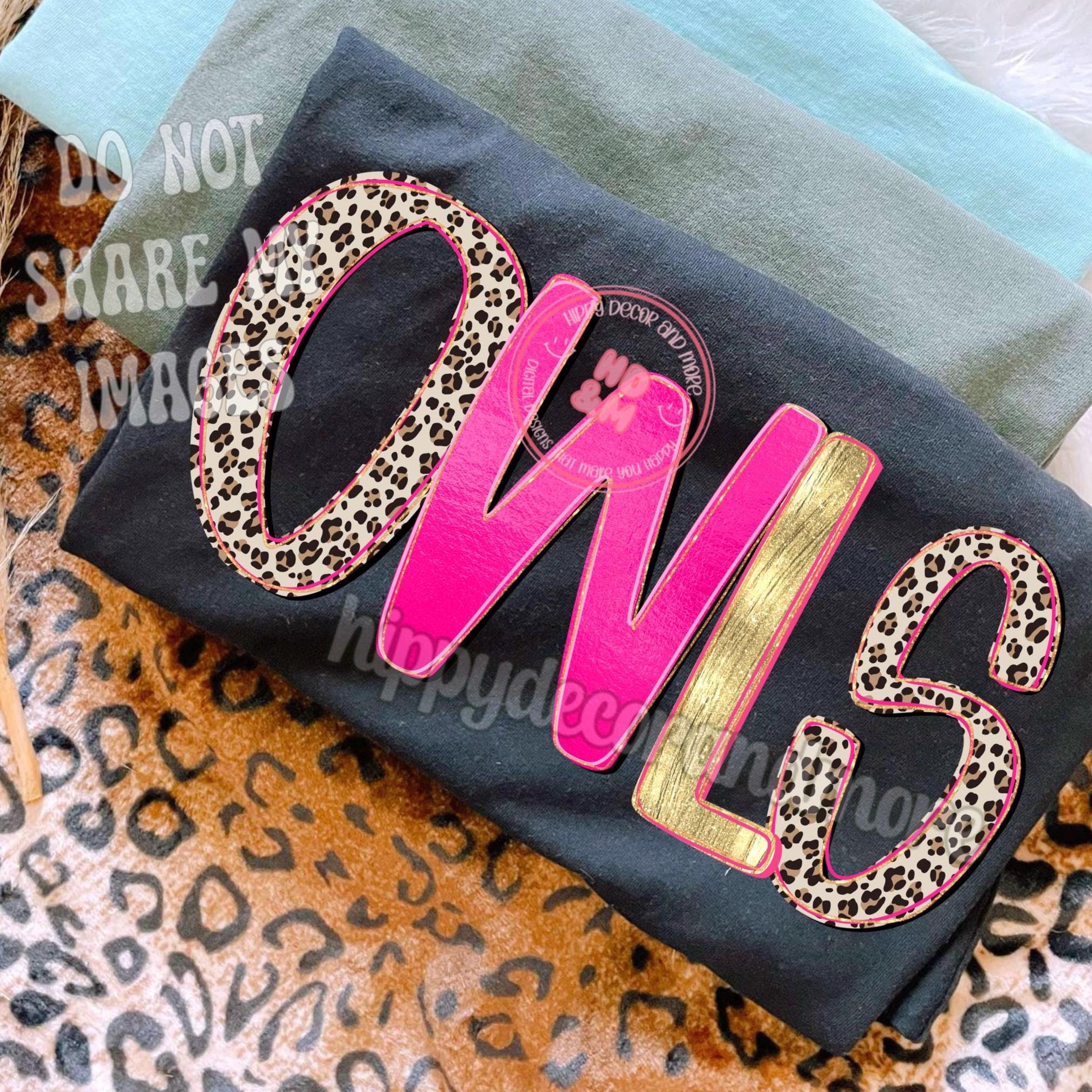 Preppy Mascot PNG Owl PNG Pink Leopard Print Metalic Gold Girly Girl ...