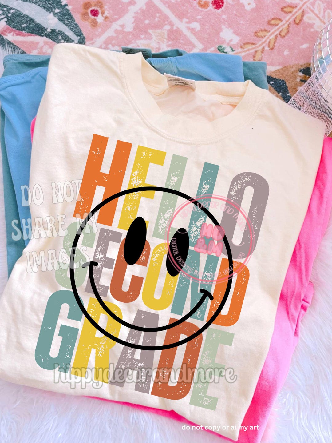 Second Grade PNG Hello Preschool Smiley Face Distressed Teacher Shirt ...