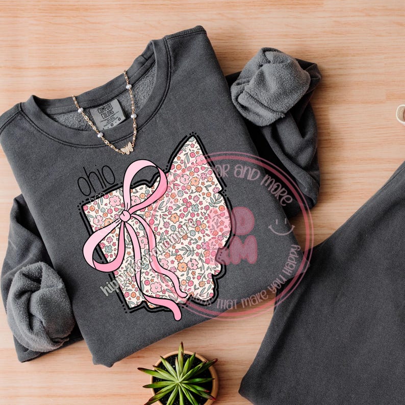 State PNG Floral Coquette Ohio PNG Trendy Girly Shirt Design Coquette ...