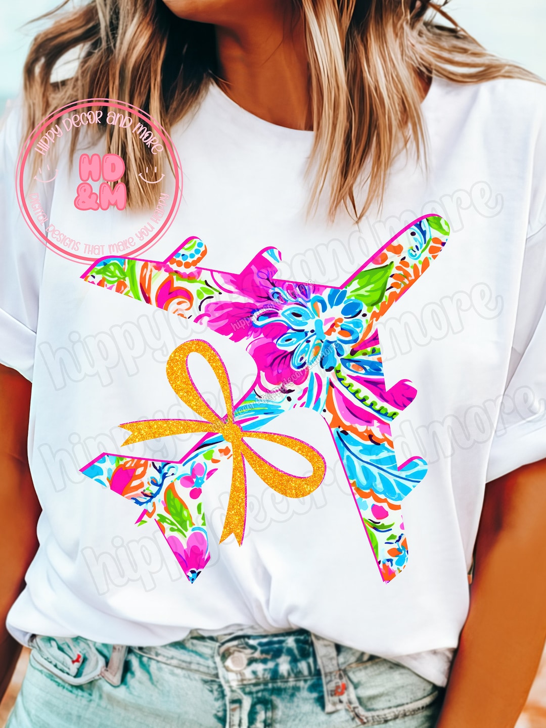 Airplane PNG Preppy Floral PNG Girly Shirt Design Couquette Bow PNG ...