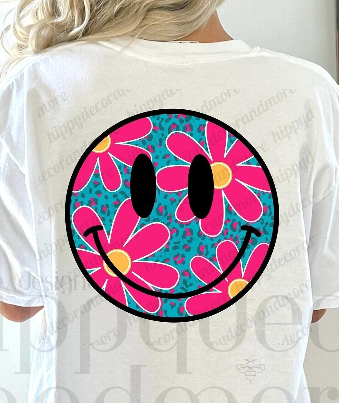 Leopard Print Pink Daisy Smiley Face PNG Happy Face Shirt Sublimation ...