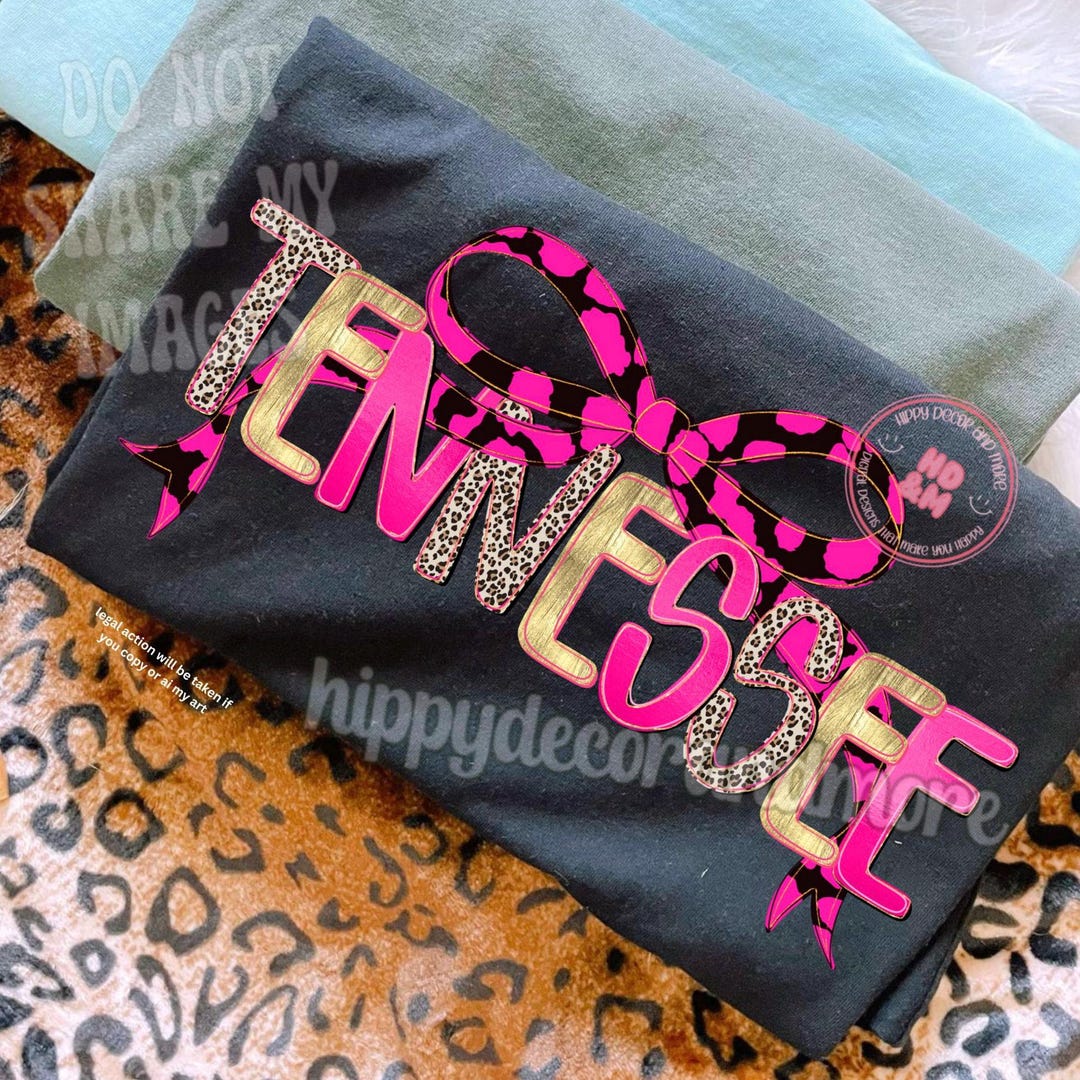 Preppy Tennessee PNG Pink Leopard Print Metalic Gold Girly Girl Fall ...
