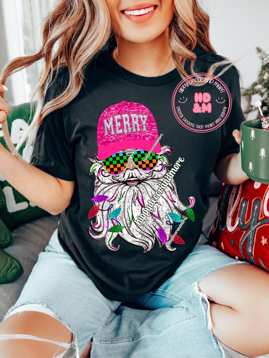 Santa PNG Christmas PNG Sparkly Santa With Hat Merry PNG Fun Colorful ...