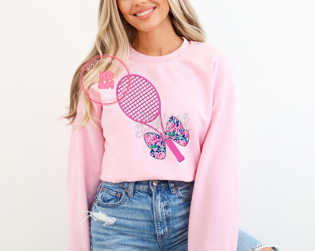 Preppy Tennis PNG Tennis Racket PNG Pink Tennis Floral Bow PNG Tennis ...