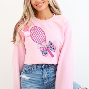 Preppy Tennis PNG Tennis Racket PNG Pink Tennis Floral Bow PNG Tennis ...