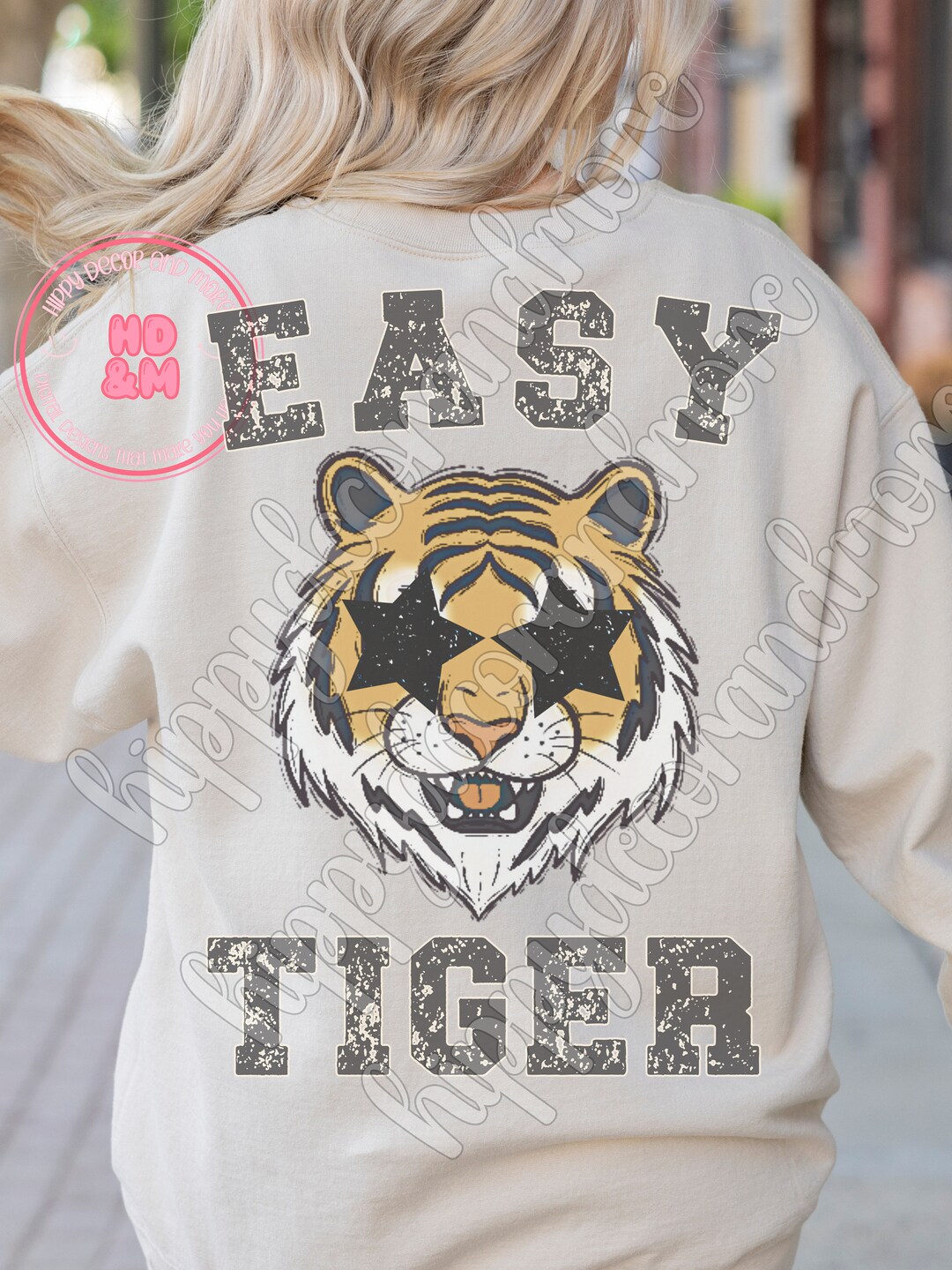 Easy Tiger PNG Distressed Tiger Mascot PNG Preppy Tiger Shirt Design ...