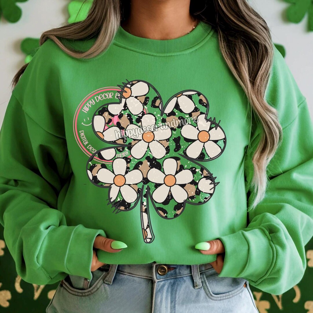 St Patricks Day PNG Distressed Shamrock PNG Daisy Four Leaf Clover PNG ...