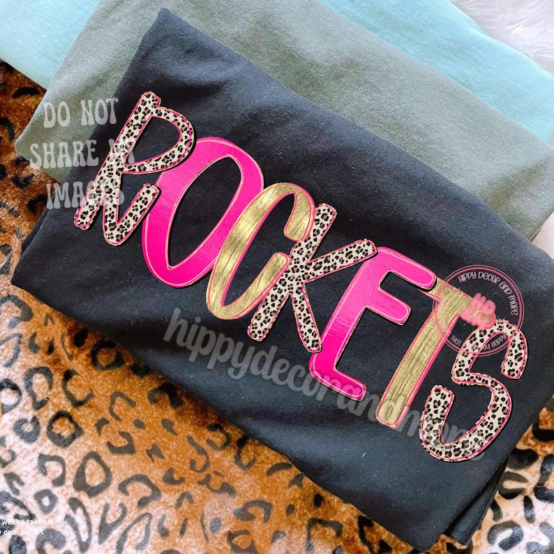 Preppy Mascot PNG Rocket PNG Pink Leopard Print Metalic Gold Girly Girl ...
