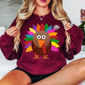Turkey PNG Glitter Sparkle Sequin PNG Thanksgiving Sweatshirt ...