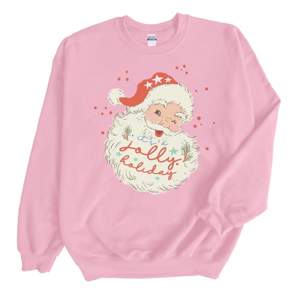 Womans retro Santa Claus Pink Sweatshirt Pullover Crewneck Santa ...