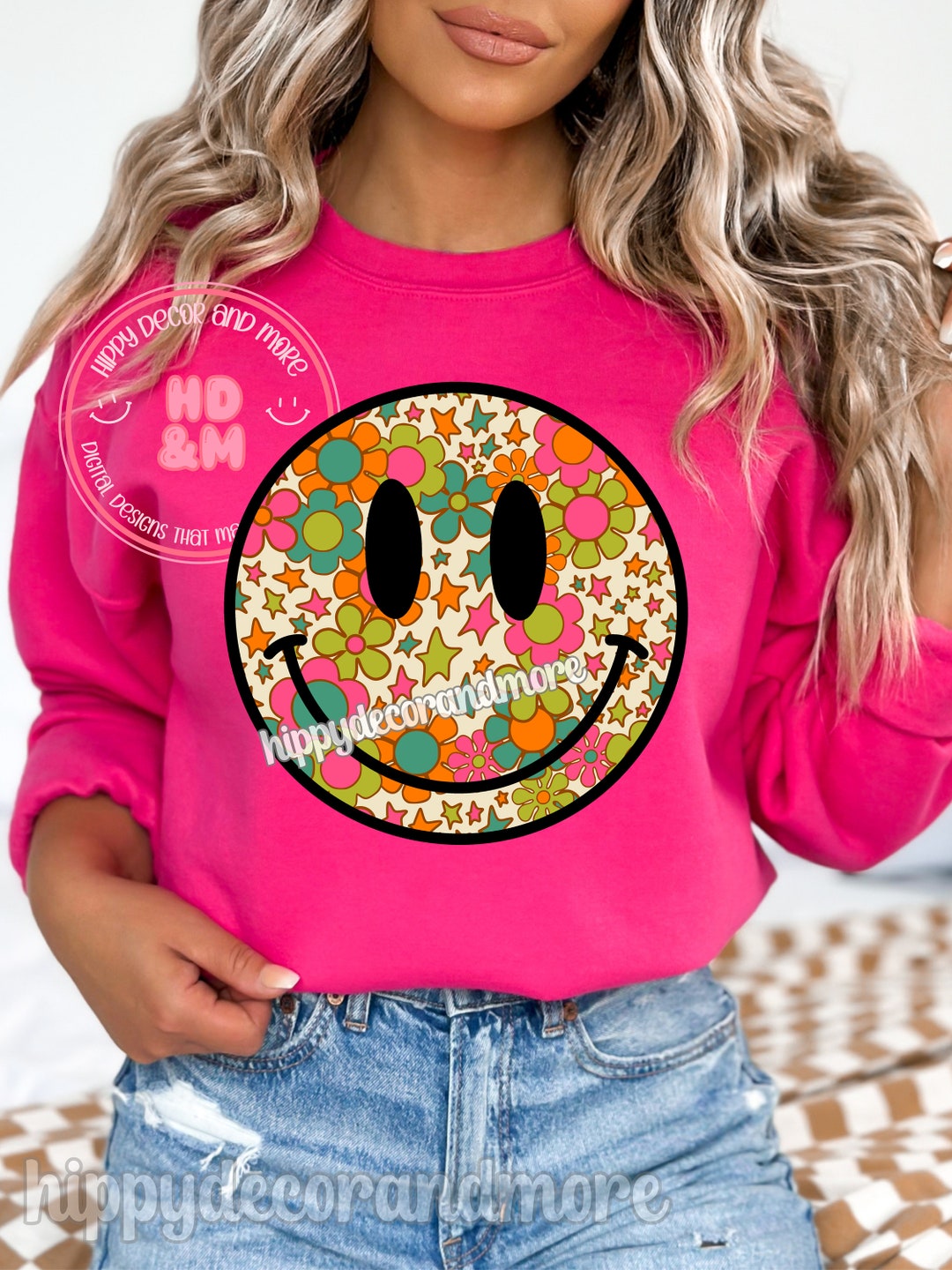 Boho PNG Retro Smiley Face PNG Retro Flowers PNG Fall Vibes Floral ...