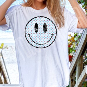 Distressed Smiley Face PNG American PNG Fourth of July Red White and ...