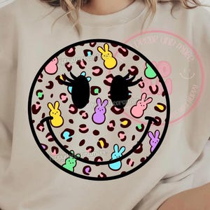 Leopard Print Smiley Face PNG Easter PNG Pastel Smiley Face Shirt ...