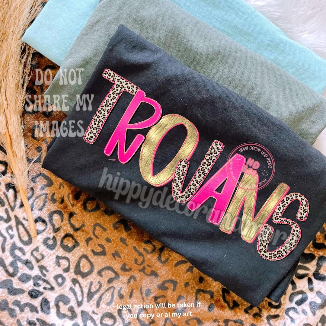 Preppy Mascot PNG Trojan PNG Pink Leopard Print Metalic Gold Girly Girl ...