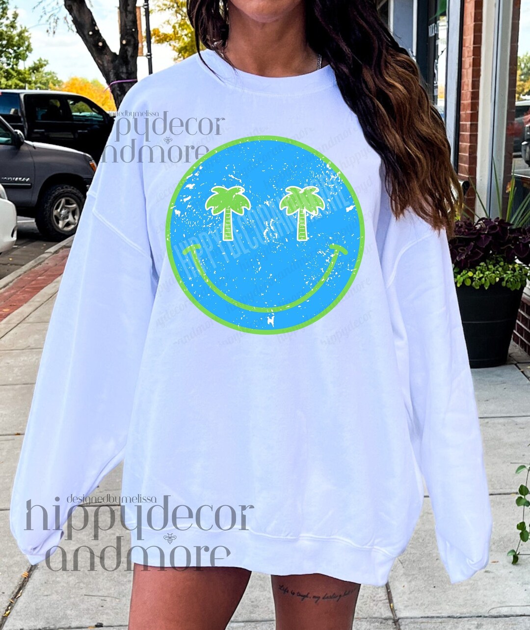 Smiley Face Png Palm Trees Smiley Face Pdf Distressed Palm - Etsy