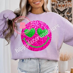 Sparkly Smiley Face PNG Faux Sequins Hearts PNG Sparkly Glitter Shirt ...