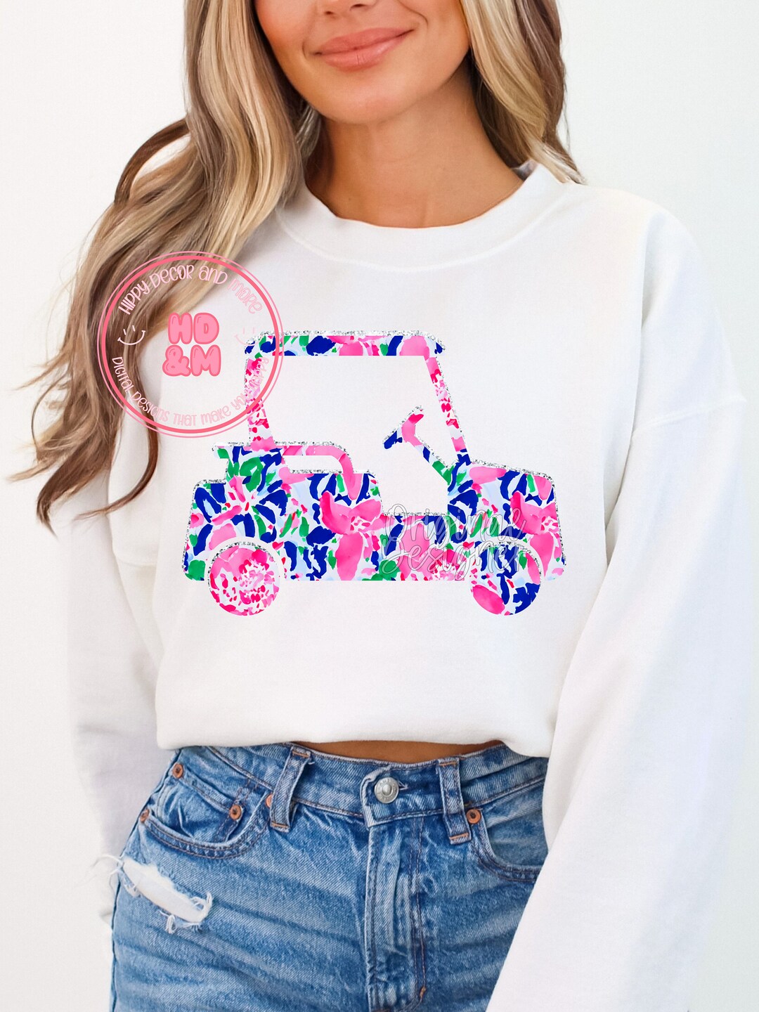 Golf PNG Golf Cart Girl LP Inspired Floral Golf Shirt Design Preppy ...