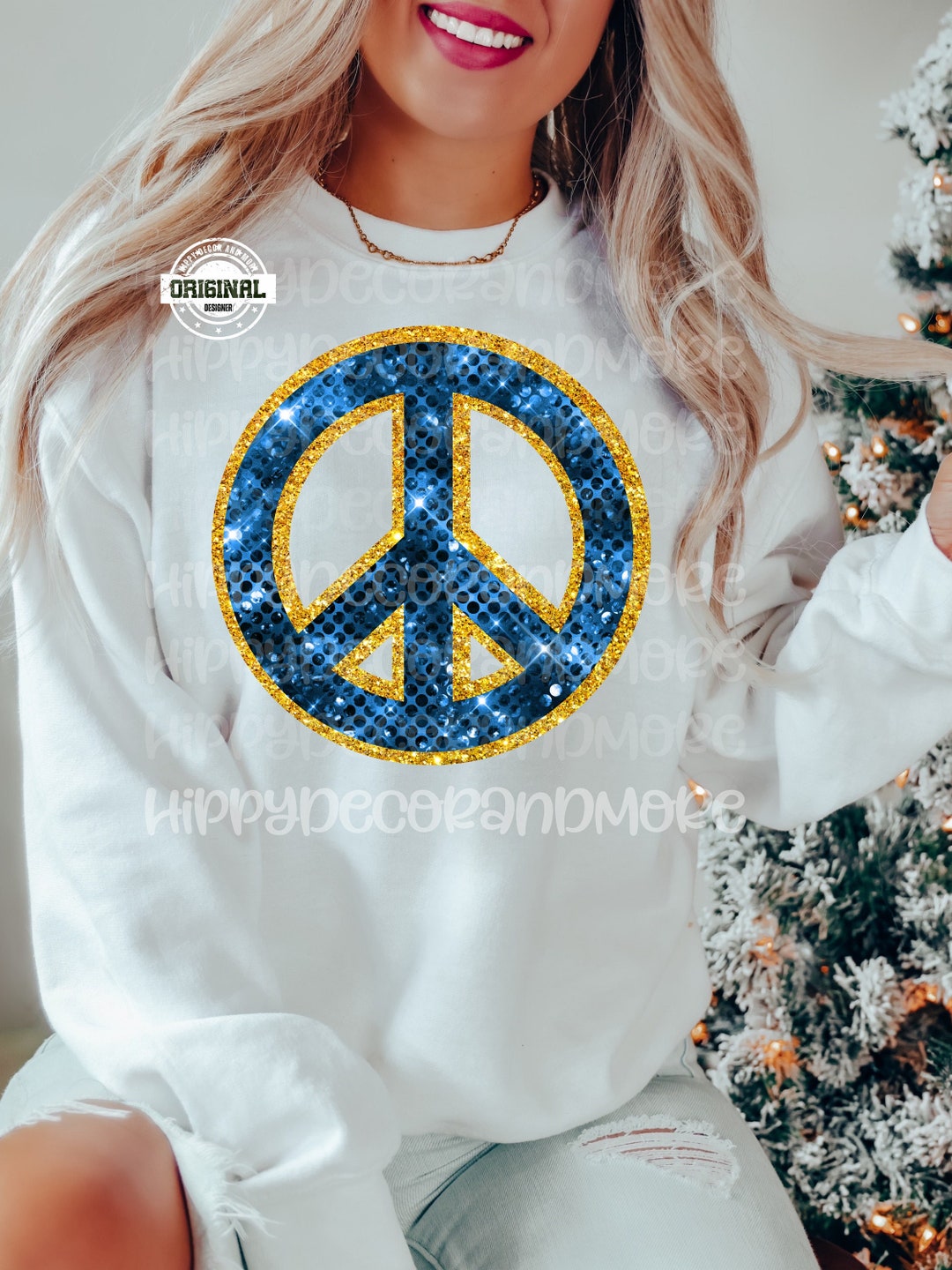 Sequins Peace PNG Sparkly Glitter Christmas Shirt Sublimation Vector ...